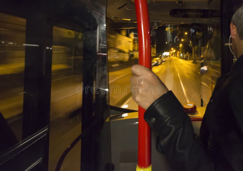 Inside Public bus at night stock image. Image of nightlife - 102389611