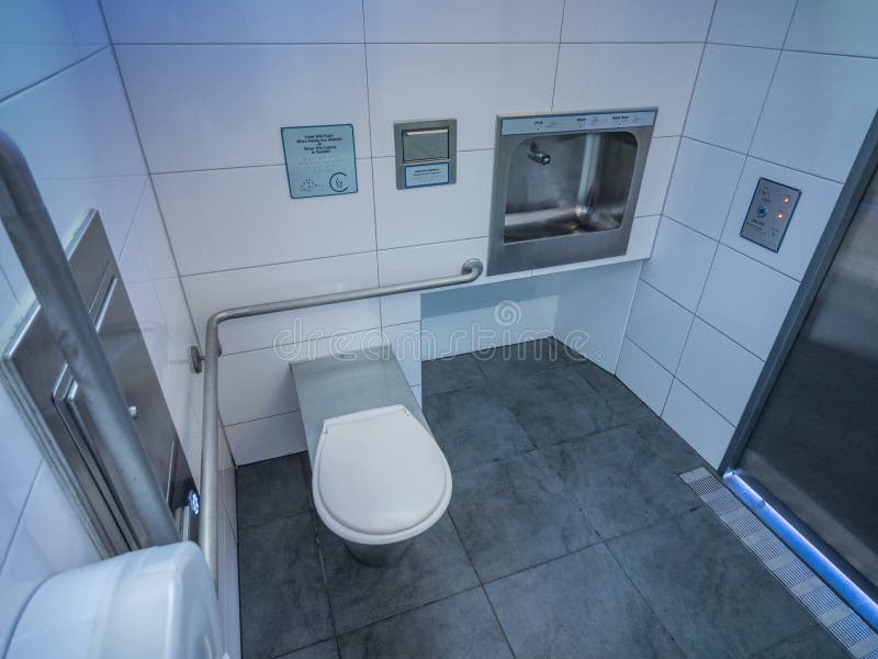 Public restroom in a park stock image. Image of doors - 46663631