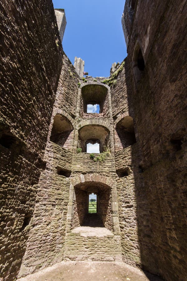 Inside of Raglan Castle Tower Stock Photo - Image of summer, welsh ...