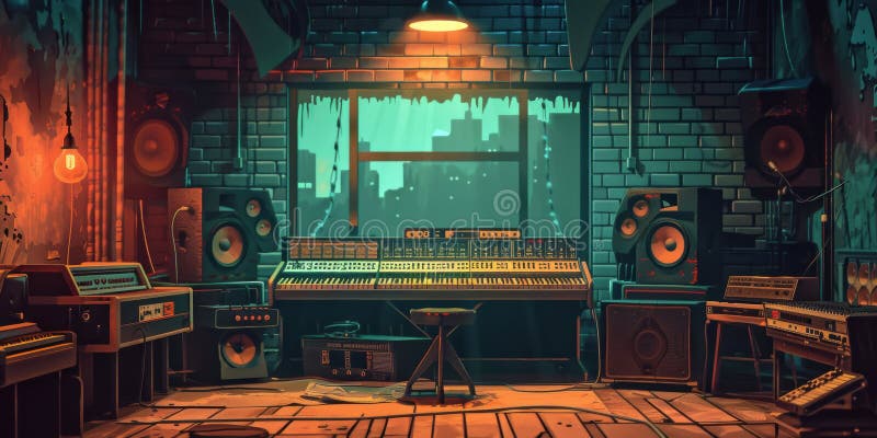 Inside the Recording Studio. Detailed and High-Quality Interior Stock ...