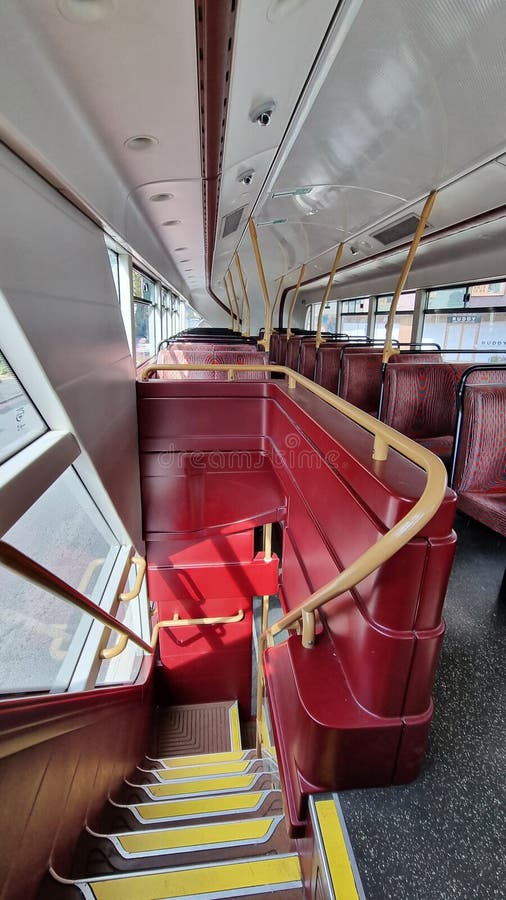 Inside Red London Bus View: Down the Bus Stairs Stock Photo - Image of ...