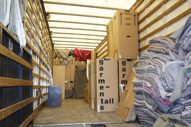 Inside removals van stock photo. Image of moving, inside - 150890194