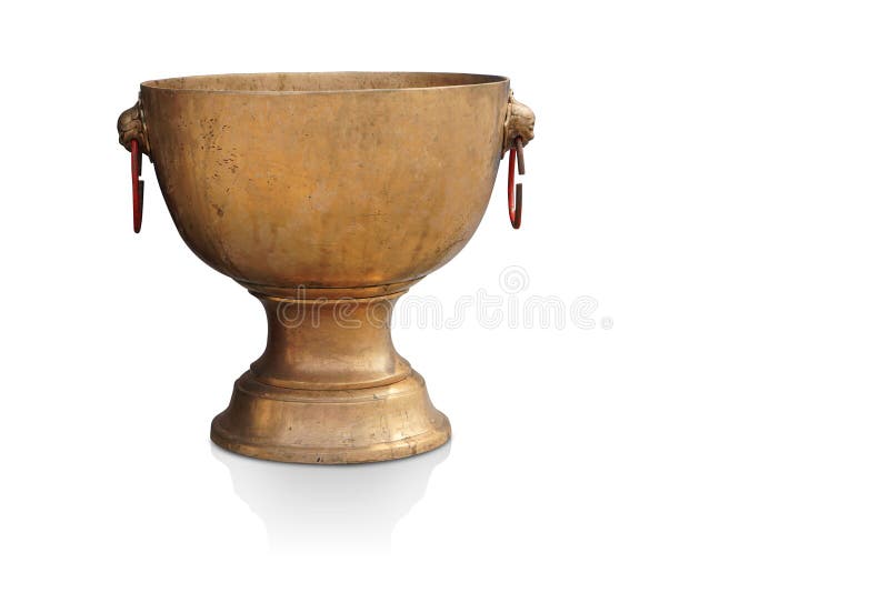 Inside Right, Front View Old Gold and Red Water Dipper on Phan on White ...