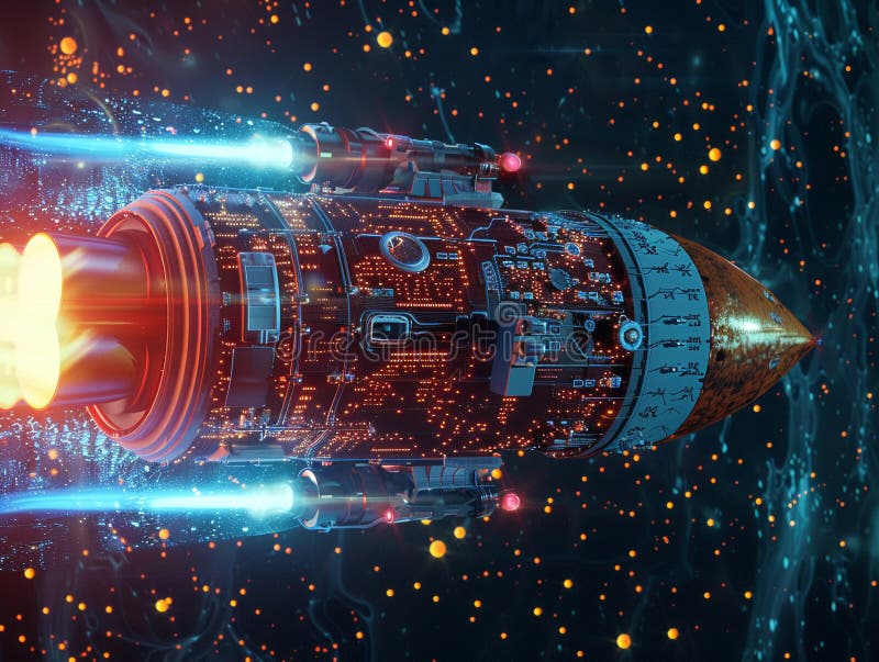 Inside the Rocket a High-tech Circuit Board Hums Stock Illustration ...