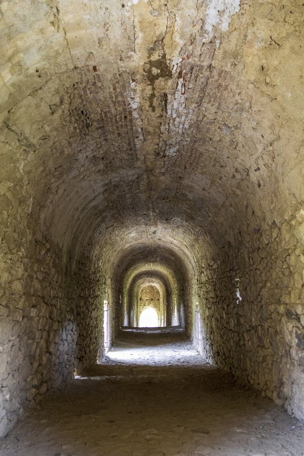 Inside the Roman Bridge and Aqueduct at Ansignan in France. Stock Image ...