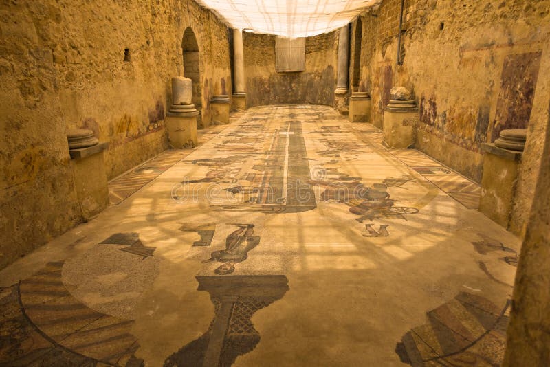 Inside Roman Villa at Piazza Armerina, Sicily Stock Image - Image of ...
