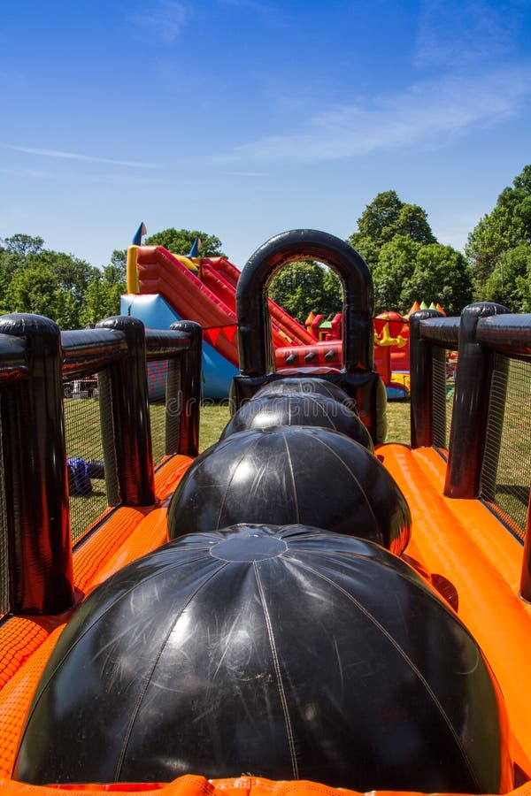 Inflatable Obstacle Course for Children To Play Stock Image - Image of ...
