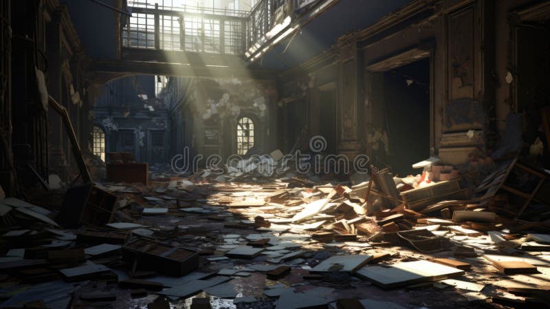 Debris and Ruined Building Collapsed from Earthquake Stock Image ...