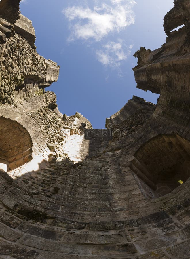 Inside ruined castle tower stock photo. Image of wall - 7498176