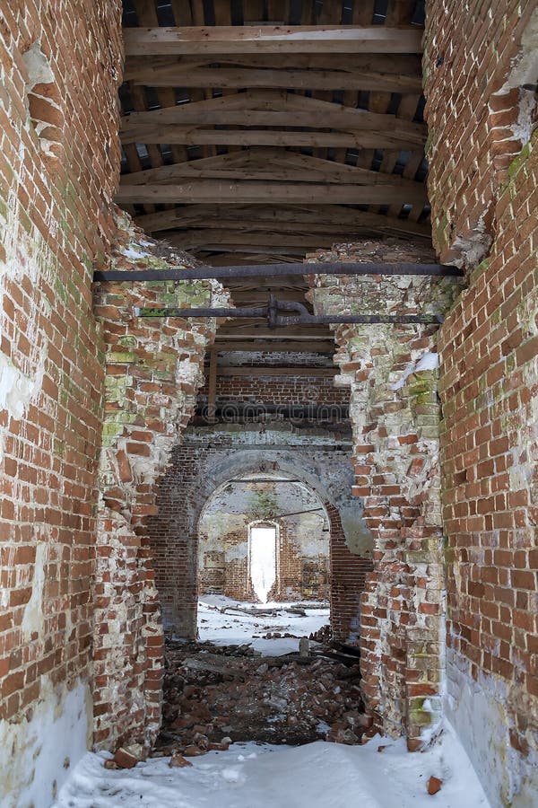 Inside the ruined temple stock photo. Image of cross - 216122024