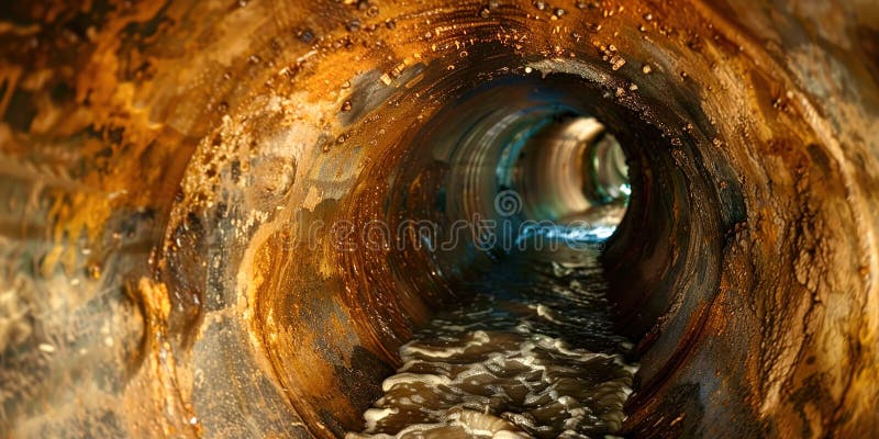 Inside a rusty sewer pipe stock photo. Image of factory - 331870156