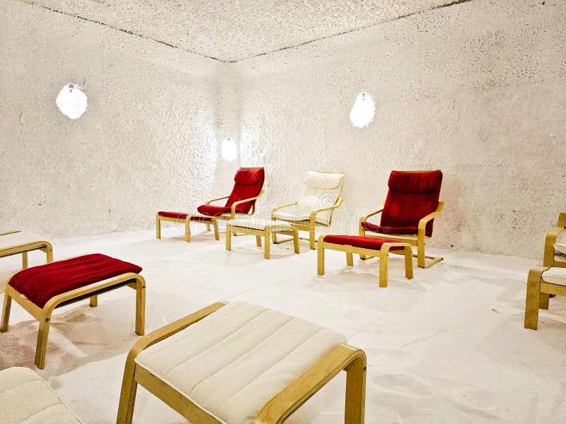 Inside the Salt Cave in a Spa Stock Image - Image of meditation ...