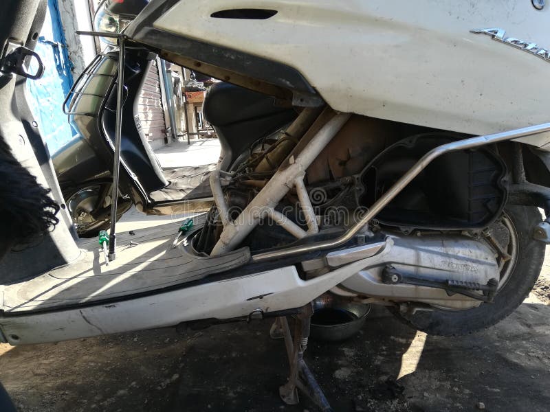 Inside of a scooter stock image. Image of parts, scooter - 175042775