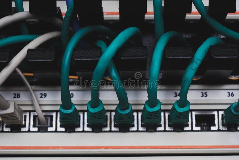 Inside of a Server Room. Cables in Datacenter. Stock Image - Image of ...