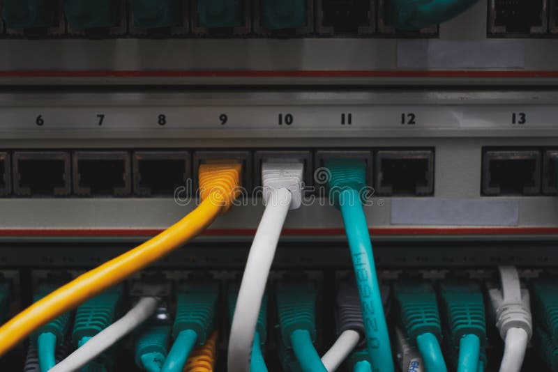 Inside of a Server Room. Cables in Datacenter. Stock Photo - Image of ...