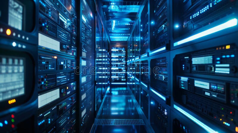 Inside a Server Room at a Data Center Stock Image - Image of computer ...