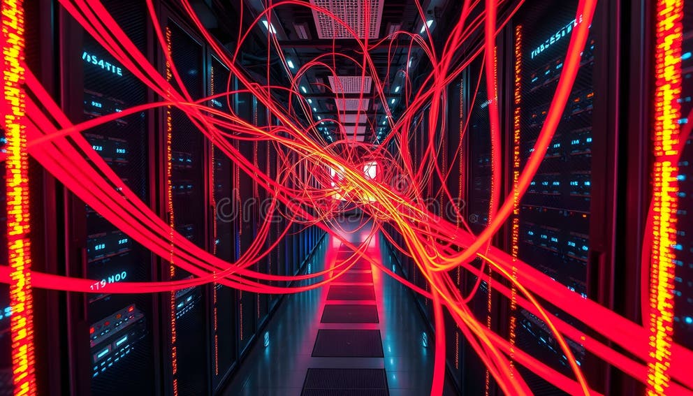Inside the Server Room: Data Flow in a Modern Data Center Stock ...