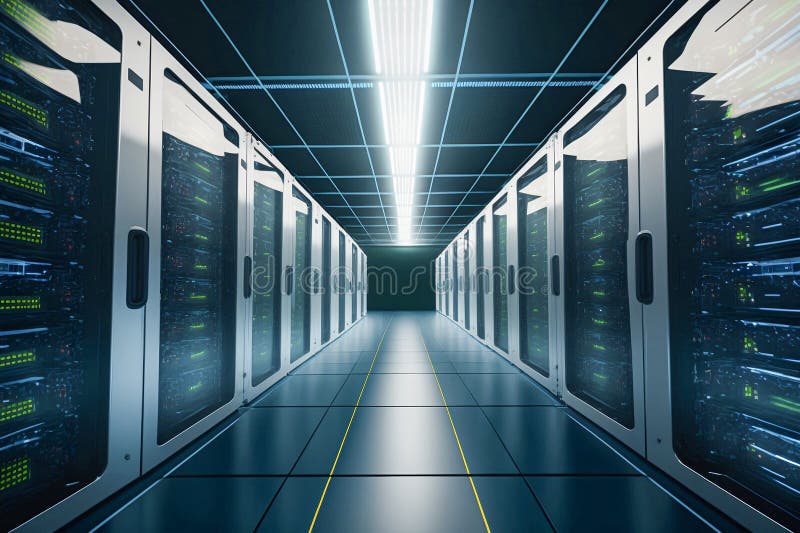 Inside server room stock illustration. Illustration of power - 272125291