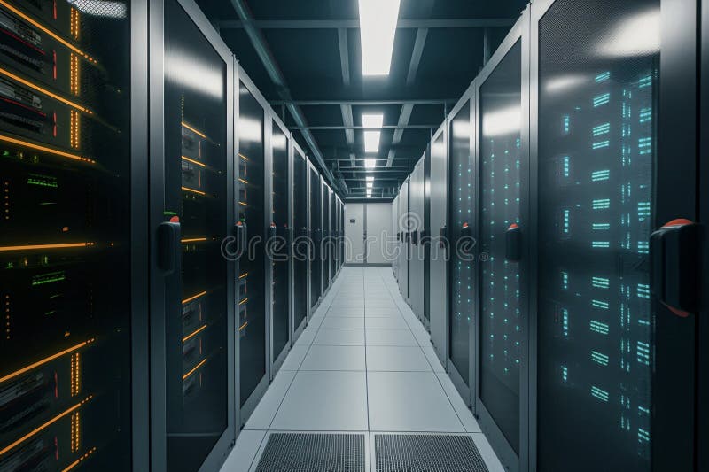 Inside server room stock illustration. Illustration of center - 272125299