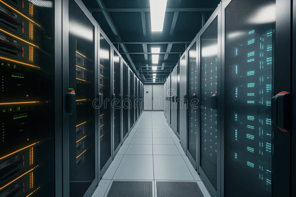 Inside server room stock illustration. Illustration of center - 272125299