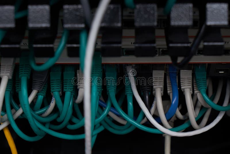 Inside of a Server Room. Cables in Datacenter. Stock Image - Image of ...