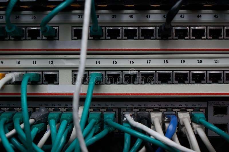 Inside of a Server Room. Cables in Datacenter. Stock Image - Image of ...