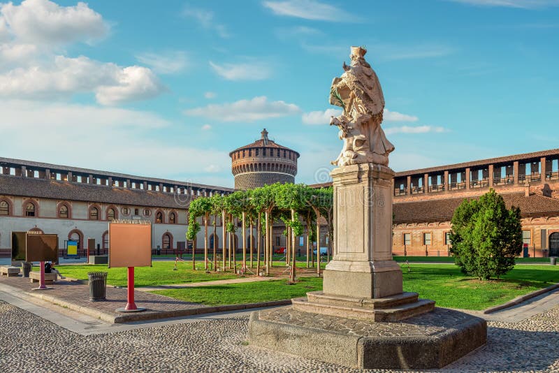 Inside the Sforza Castle stock photo. Image of tree - 297048808