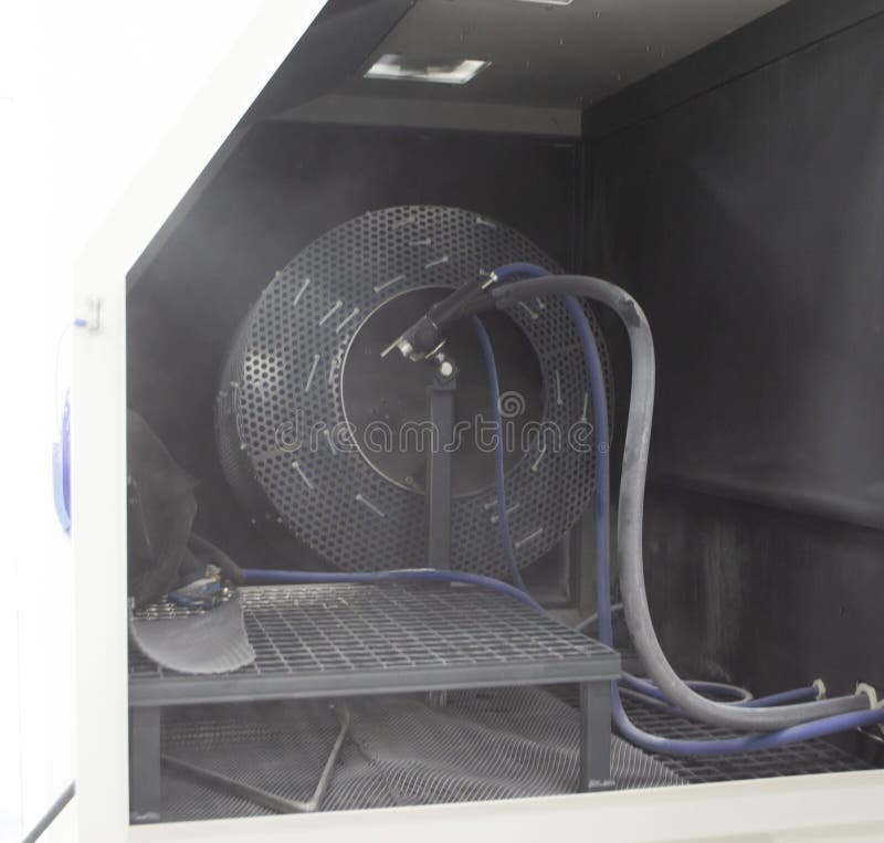 Inside Shot Blasting Machine. Machine for Shot Blasting of Objects ...