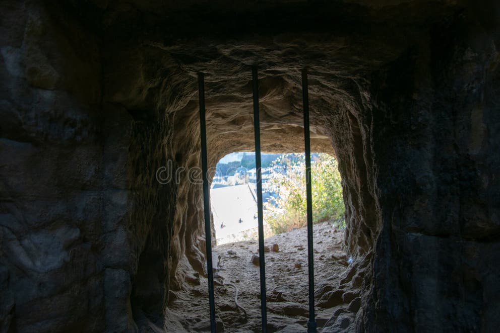 Inside Shot of Dungeon Bars Stock Image - Image of steel, building ...