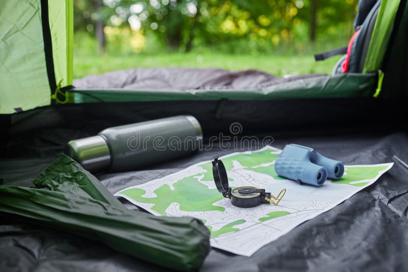 Empty Camping Tent stock image. Image of lake, nature - 197490263