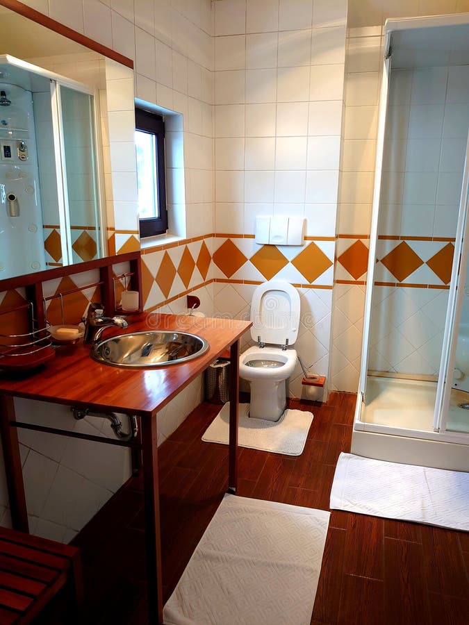 Inside a simple bathroom stock image. Image of style - 212913409