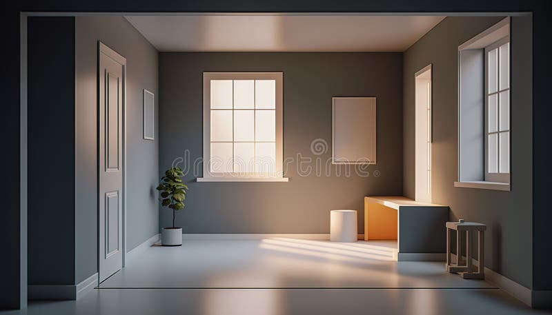 Inside a Small Minimalistic Room with Large Windows, Generative AI ...