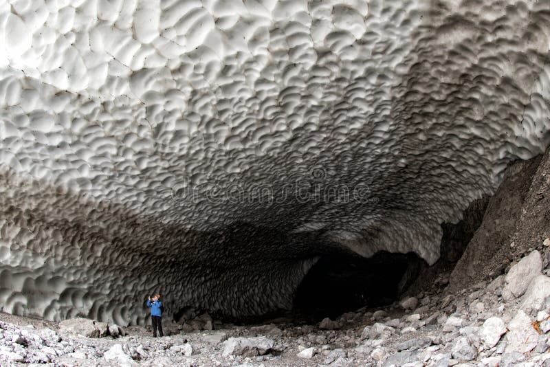 Inside Snow Ice Cave Chapel View Stock Image - Image of beauty, white ...