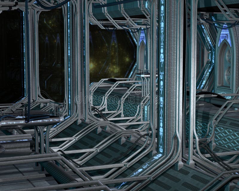 Inside the Space Station - 1 Stock Illustration - Illustration of outer ...