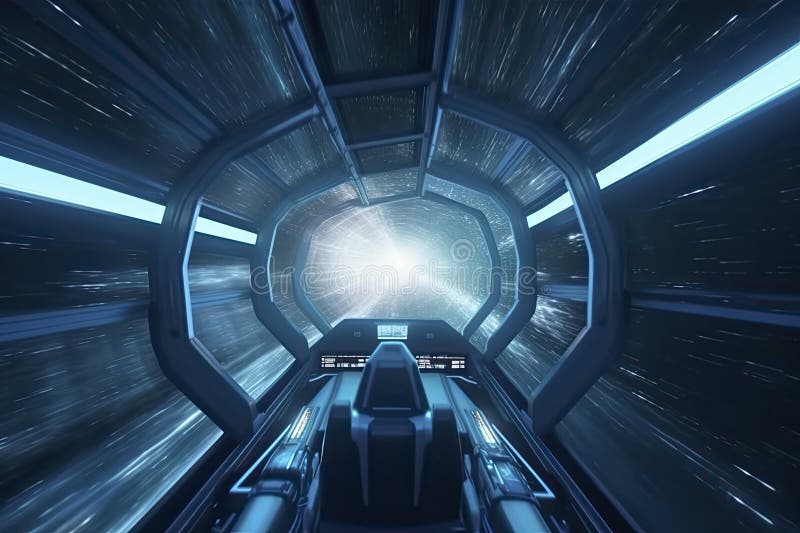 Inside of a Spaceship Driving at Hyper Speed, Space Travelers Flying ...