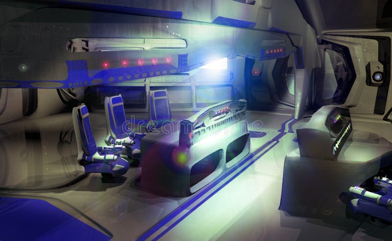 Inside spaceship stock illustration. Illustration of futurist - 99375545