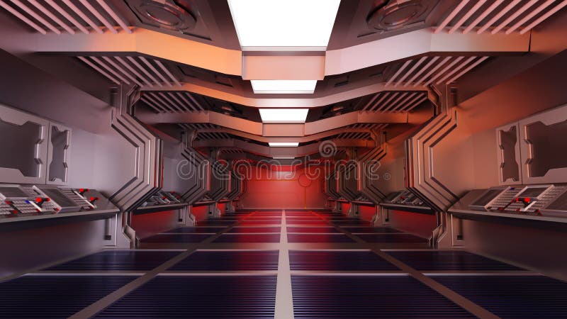 Inside Spaceship or Space Station Interior, Sci-Fi Tunnel, Corridor ...