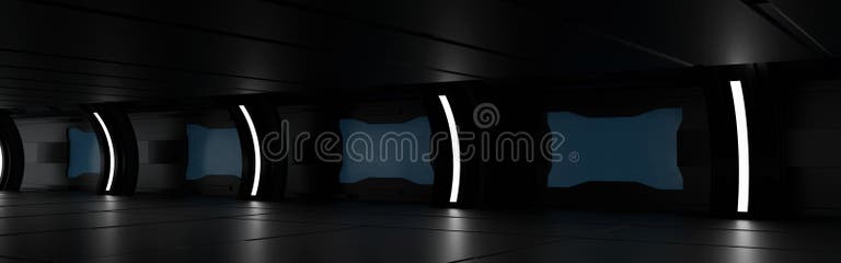 Inside Spaceship or Space Station Interior, Sci-Fi Tunnel, Template ...