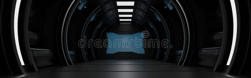 Inside Spaceship or Space Station Interior, Sci-Fi Tunnel, Template ...