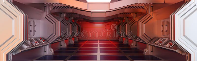 Inside Spaceship or Space Station Interior, Sci-Fi Tunnel, Template ...