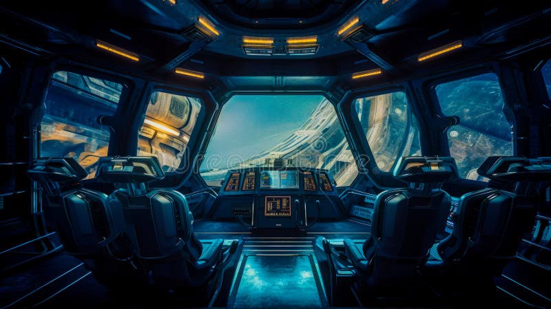 The Inside of Spaceship with View of the Stars. Generative AI Stock ...