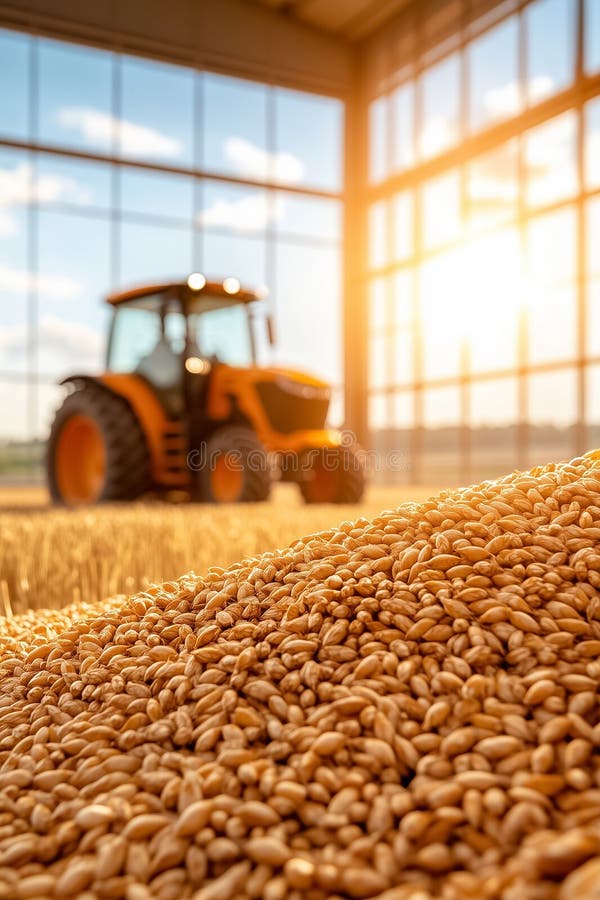 Inside a Spacious Grain Storage Facility, Neatly Organized Piles of ...