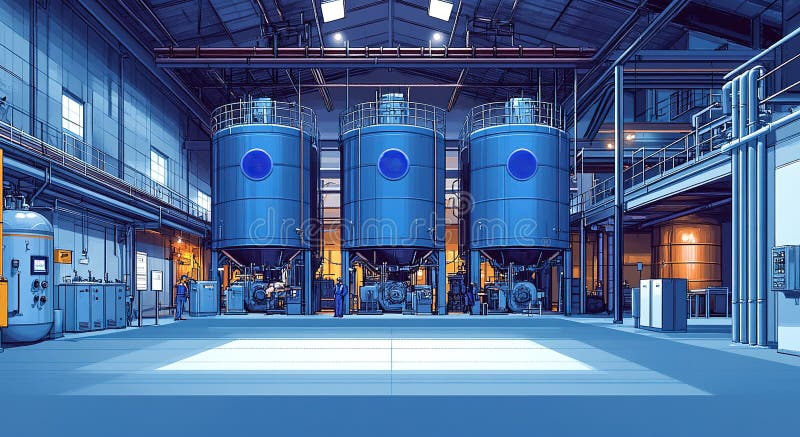 Industrial Facility Interior Blue Tanks Safety Equipment Stock Photos ...