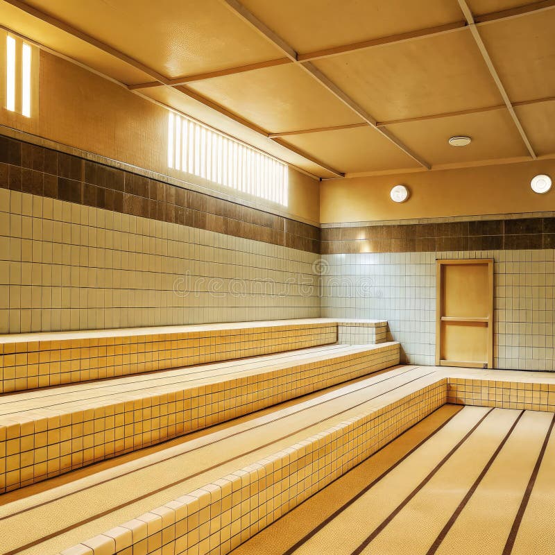 Large Public Bath Structure with Steps and Empty Space for Relaxation ...