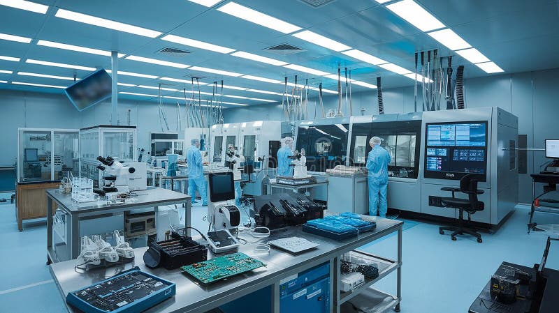 Scientists in Cleanroom Research Facility Working on Advanced ...