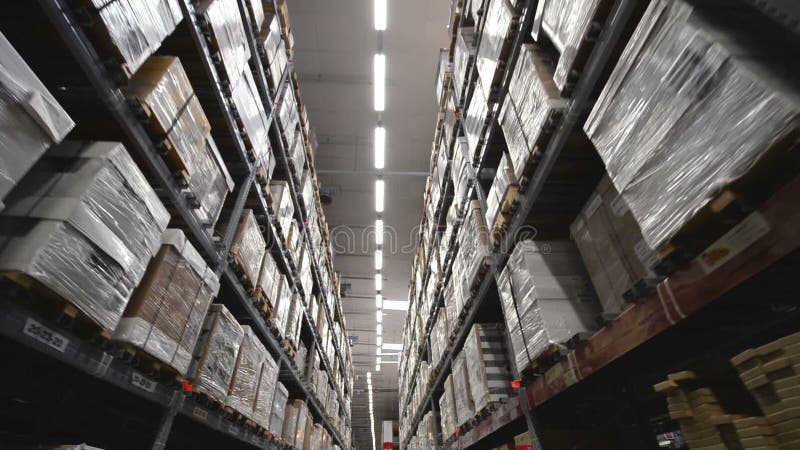 4K Inside a Large Storage Warehouse Factory Stock Video - Video of ...