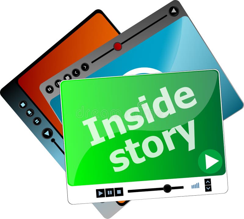 Inside Story. Video Media Player Set for Web, Minimalistic Design Stock ...