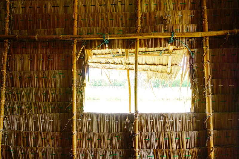 Straw House Near Small Lake with Blue Sky in the Countryside Stock ...