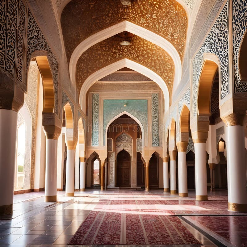 Inside a Stunning Islamic Mosque Featuring a Magnificent Archway Stock ...