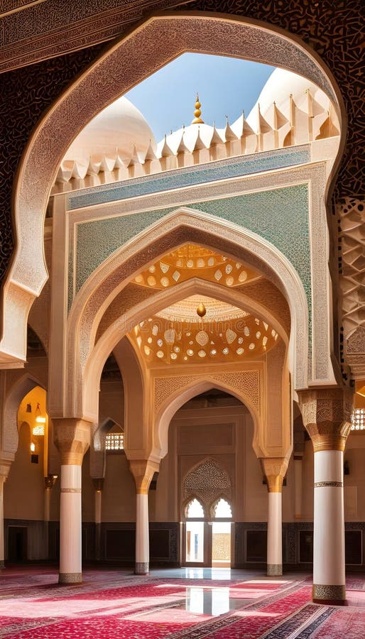 Inside a Stunning Islamic Mosque Featuring a Magnificent Archway Stock ...